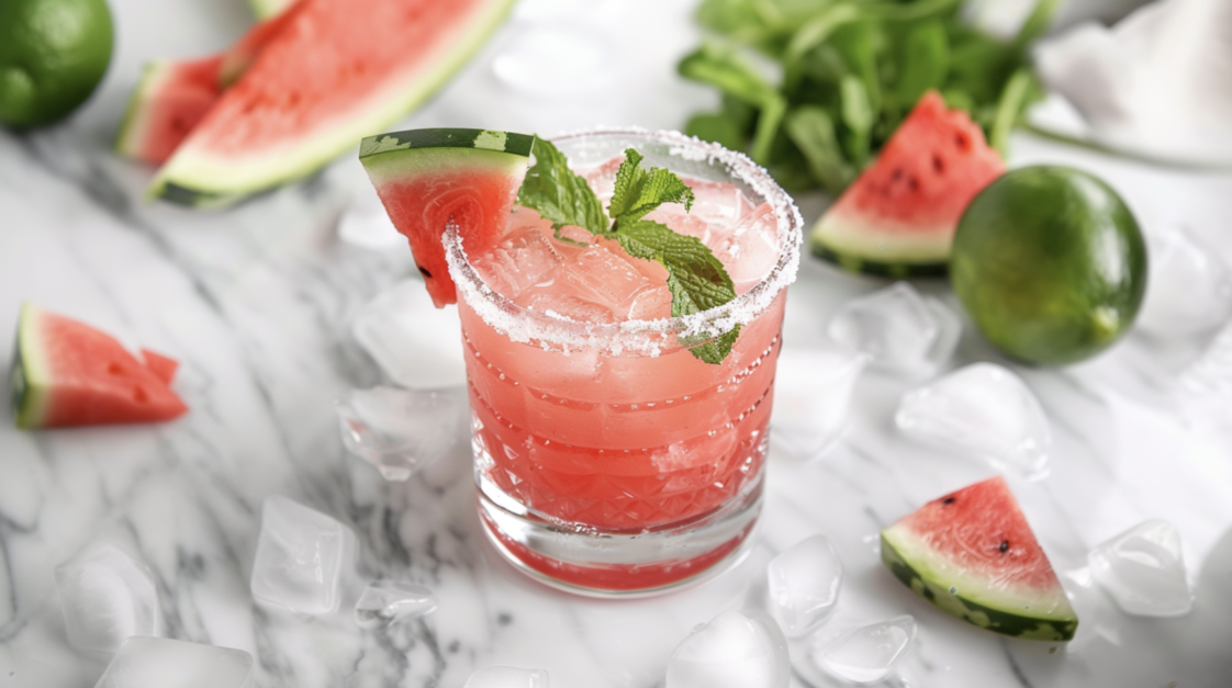 Watermelon Mint Margarita Cocktail Recipe
