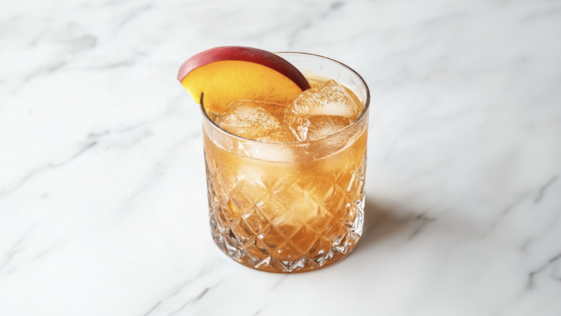 Peach and Basil Bourbon Smash