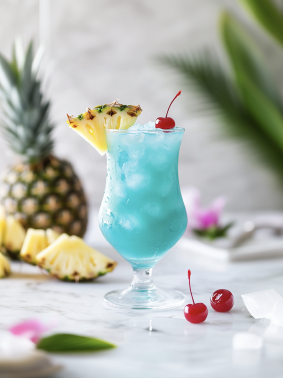 Blue Hurricane: A Bright Tropical Rum Cocktail with Citrus and Blue Curaçao