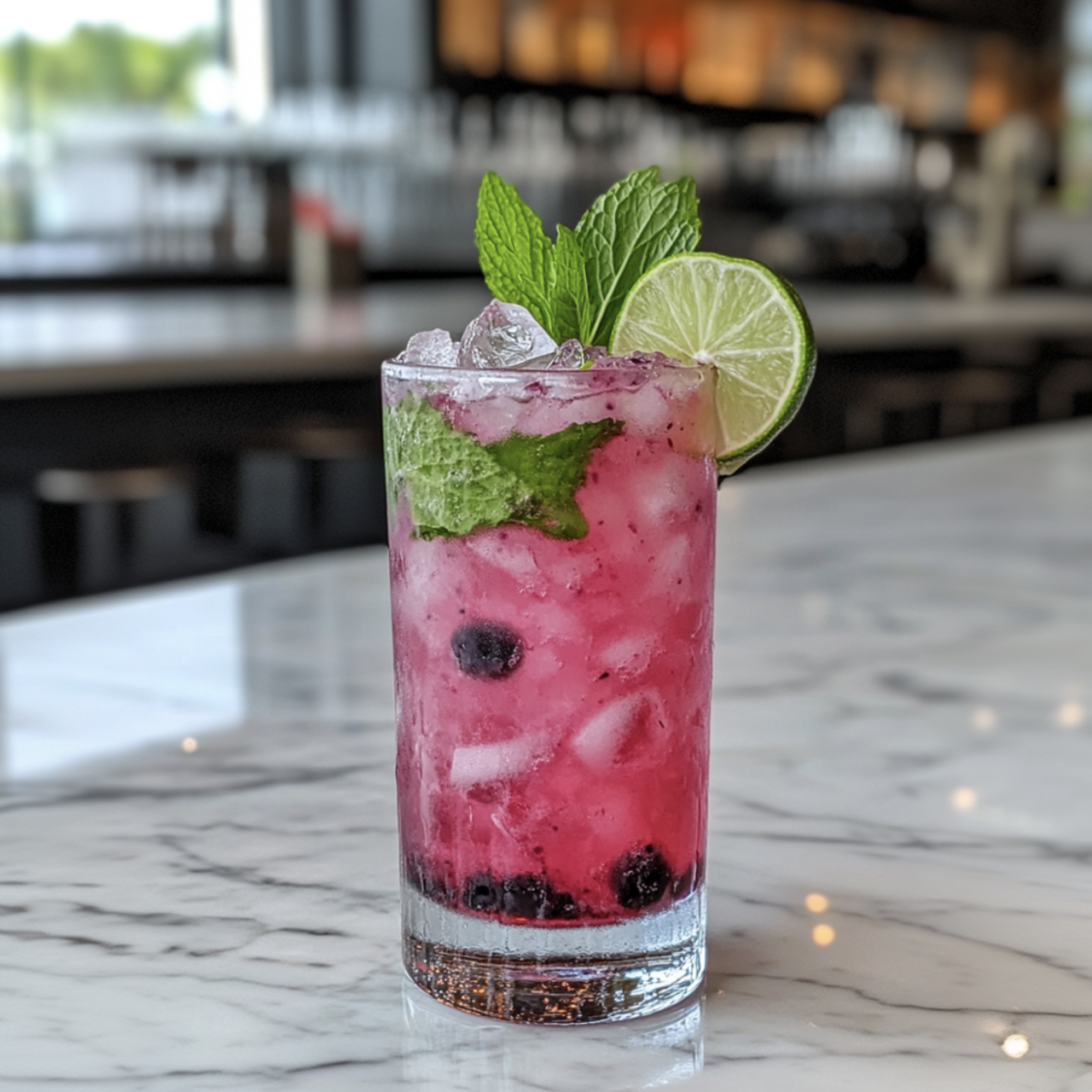 Blueberry Lavender Mojito Mocktail