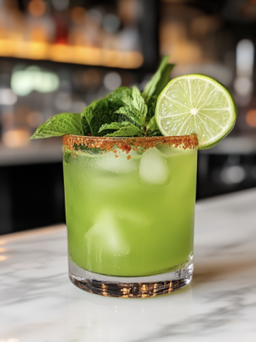 Spicy Green Margarita Recipe with Fresh Juice and Tajín Rim